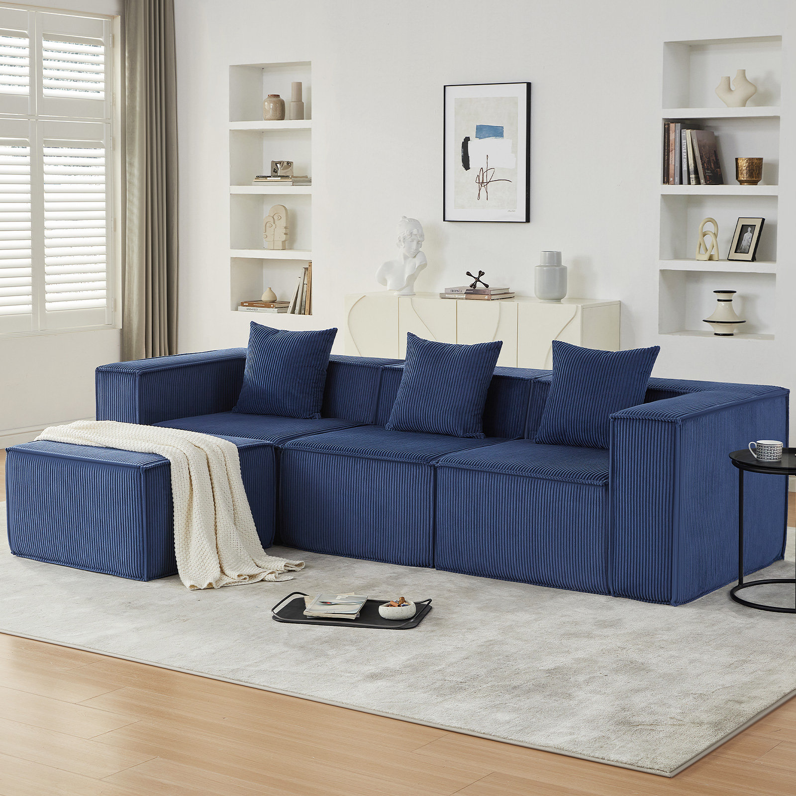Latitude Run® 106" Modular Sectional Sofa, Corduroy Cloud Couch With ...