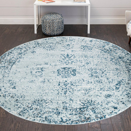 Mistana™ Brandt Abstract Light Blue/Navy Area Rug & Reviews | Wayfair