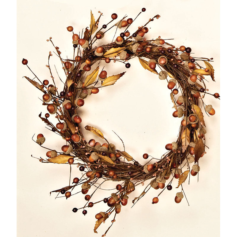 Charlton Home® 14" Fall Acorn & Leaf Wreath & Reviews | Joss & Main