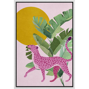 IDEA4WALL Bright Preppy Animals Jungle Palm Leaf Pink Cheetah Portrait ...