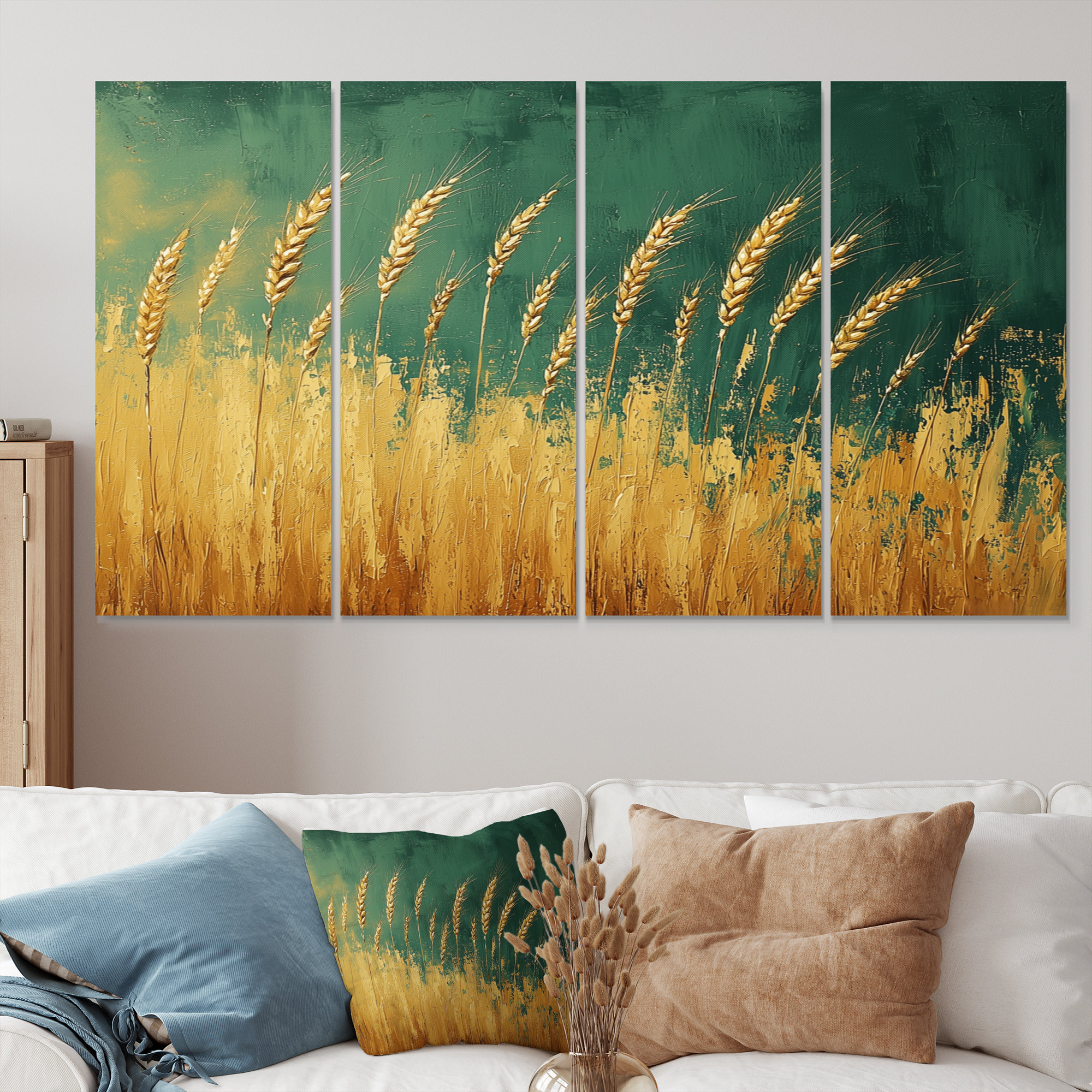 August Grove® Green Golden Wheat Fields III - Farm Wall Decor Set | Wayfair