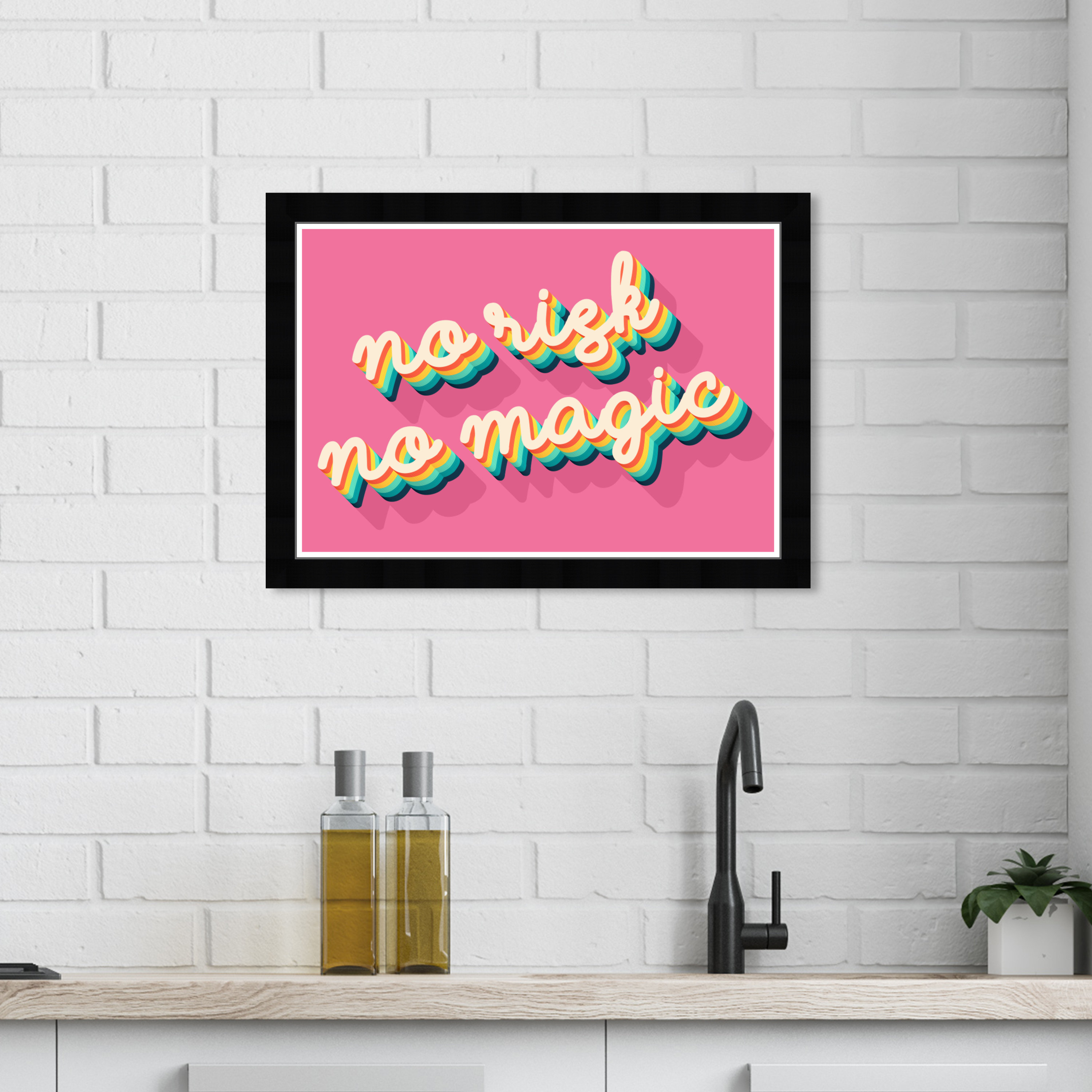 Trinx Typography and Quotes No Risk No Magic Pink Industrial Pink Paper ...