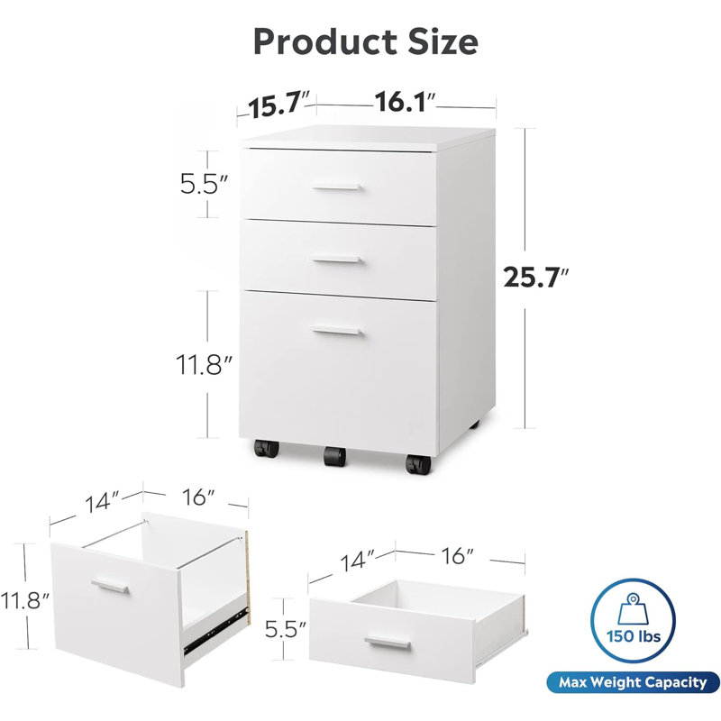 17 Stories Kopelan 3-Drawer Mobile Vertical Filing Cabinet & Reviews ...