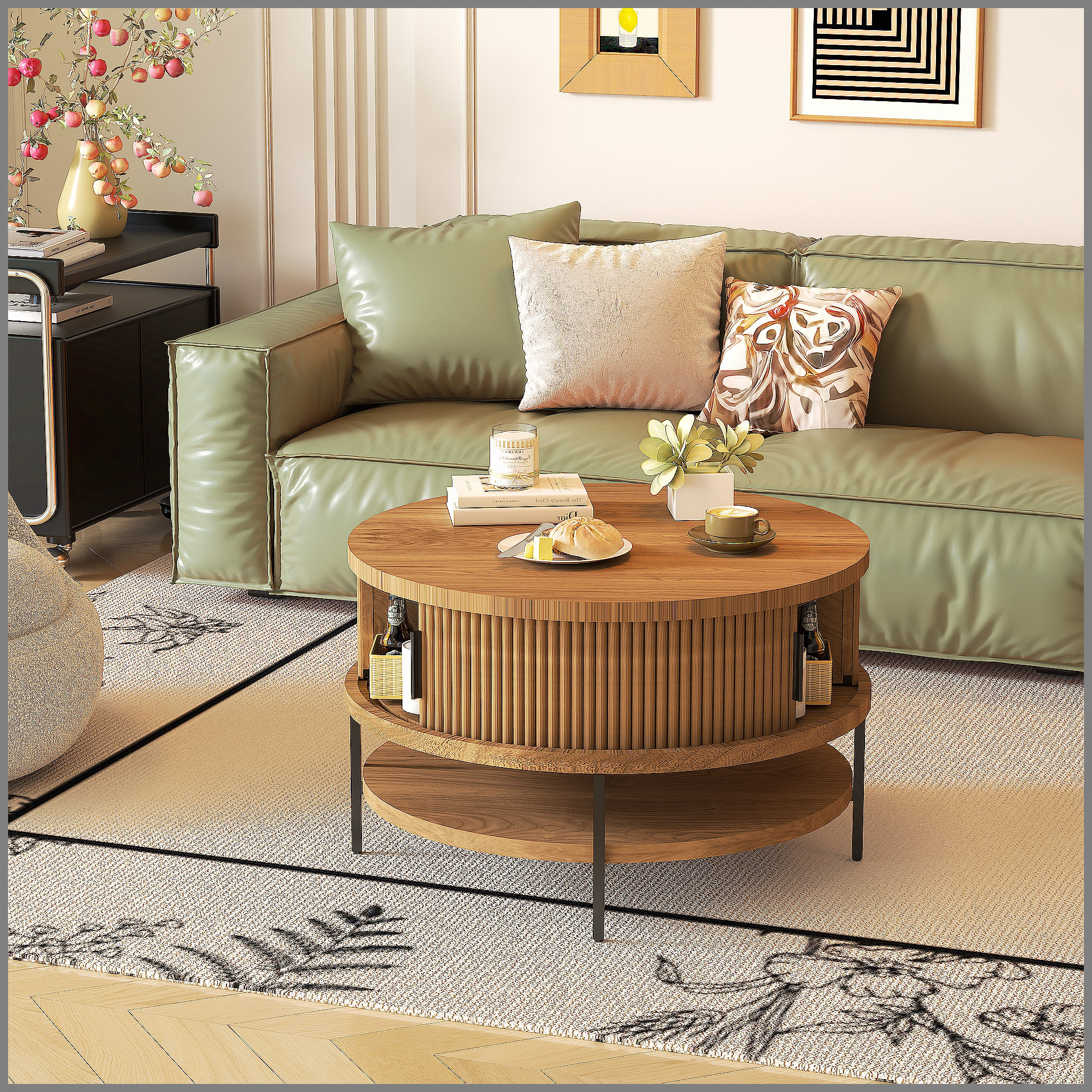 Latitude Run® Flip-Top Round Coffee Table with Hidden Compartment and ...