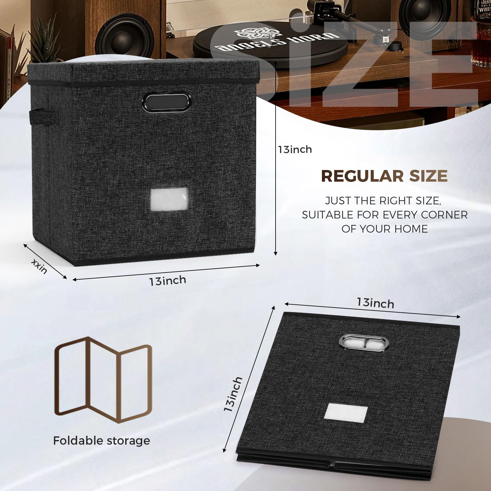 Ebern Designs Vinyl Record Storage Box Set Of 2 - Album Storage Holds ...