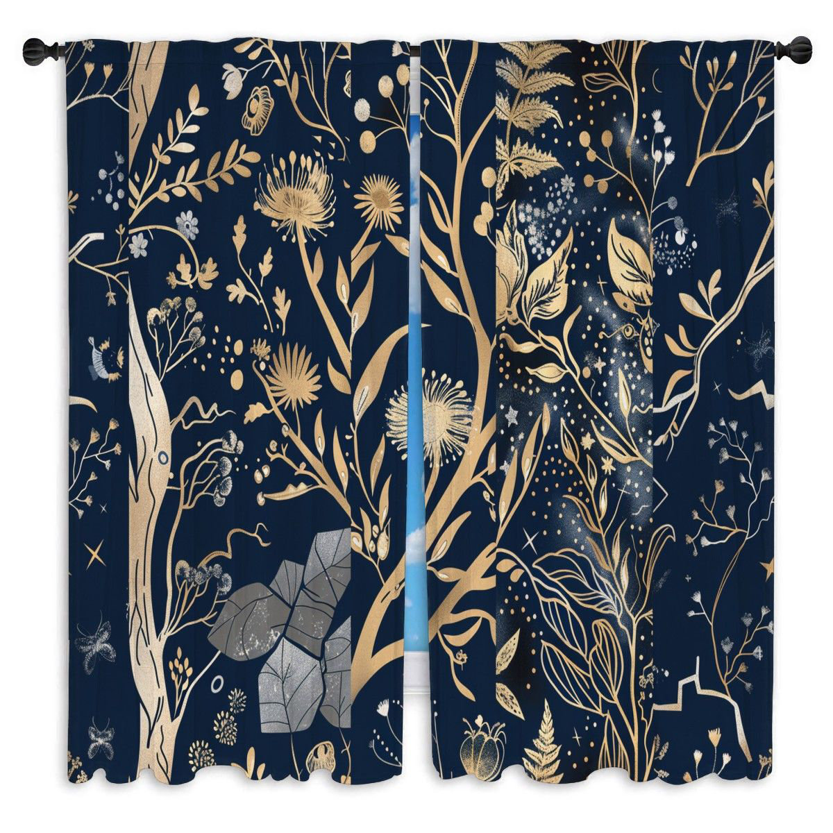 Bungalow Rose Nature night Window Curtains Nature motif Starry Drapes ...