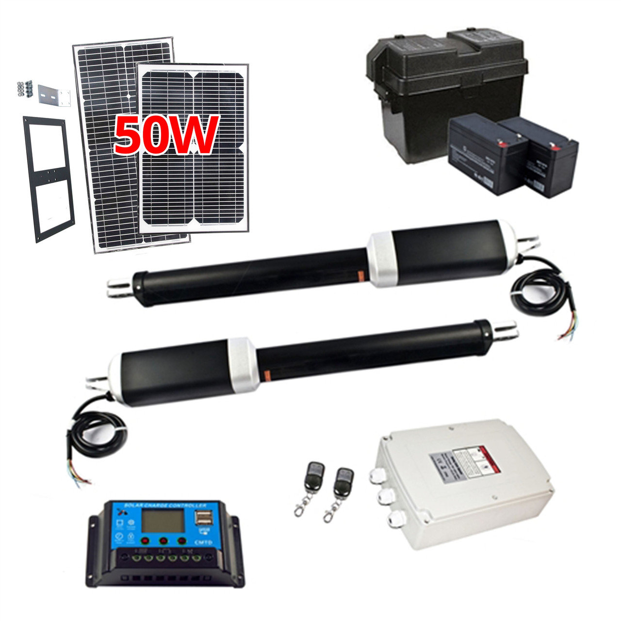 ALEKO Dual Swing Gate Operator - GG900/AS900 AC/DC - Solar Kit 50W ...