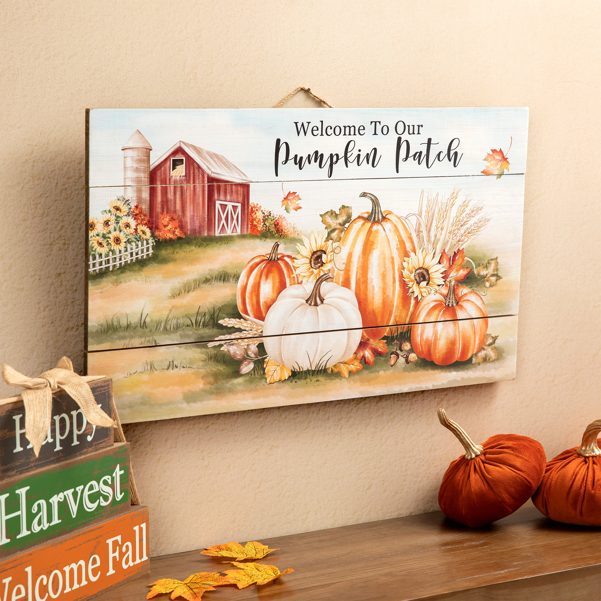The Holiday Aisle® Welcome Pumpkin Patch Wall Sign | Wayfair