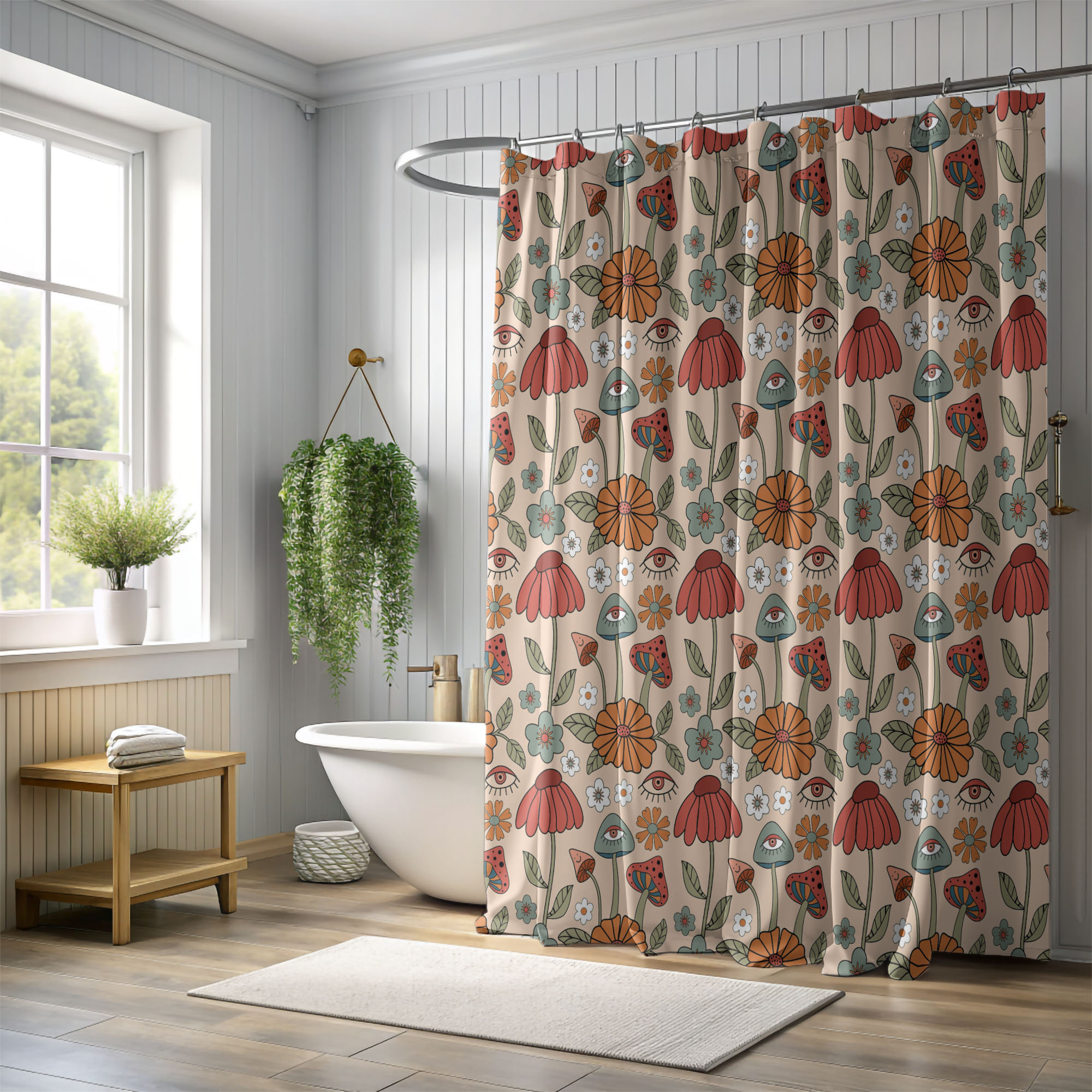 East Urban Home Forest Shrooms - 1 Piece Standard Shower Curtain | Wayfair