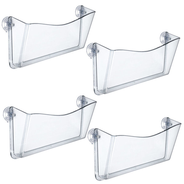 Azar Displays Clear Plastic Wall Mount File Holder with Suction Cups, 4 ...