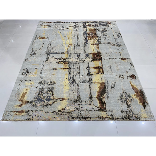 17 Stories Hand Knotted Wool Abstract Rug | Wayfair