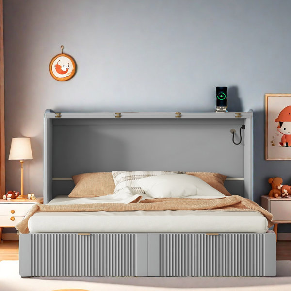 Wildon Home® Standice Murphy Storage Bed with Outlets and USB Ports ...