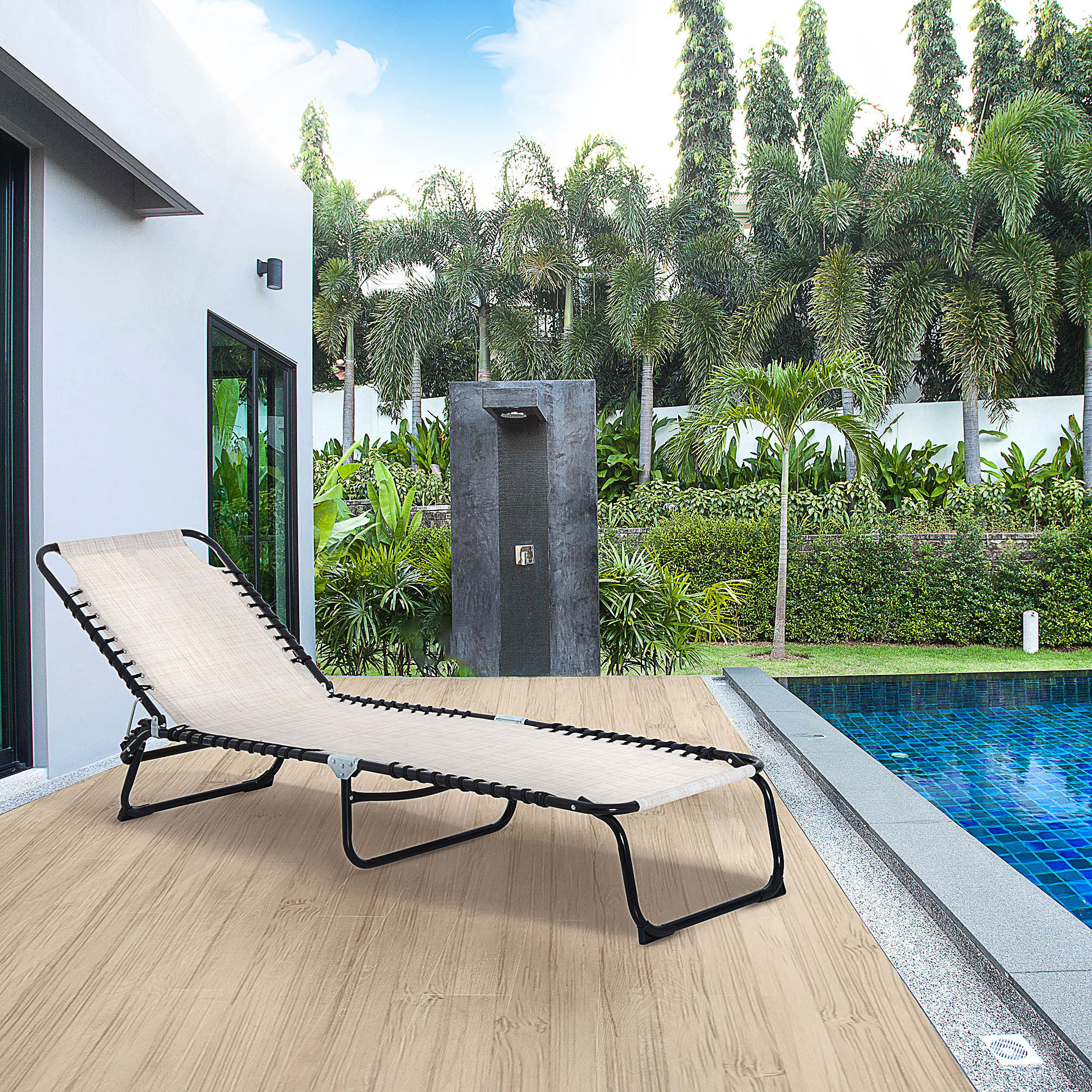 Wrought Studio™ Folding Chaise Lounge Pool Chair With 4-Position ...