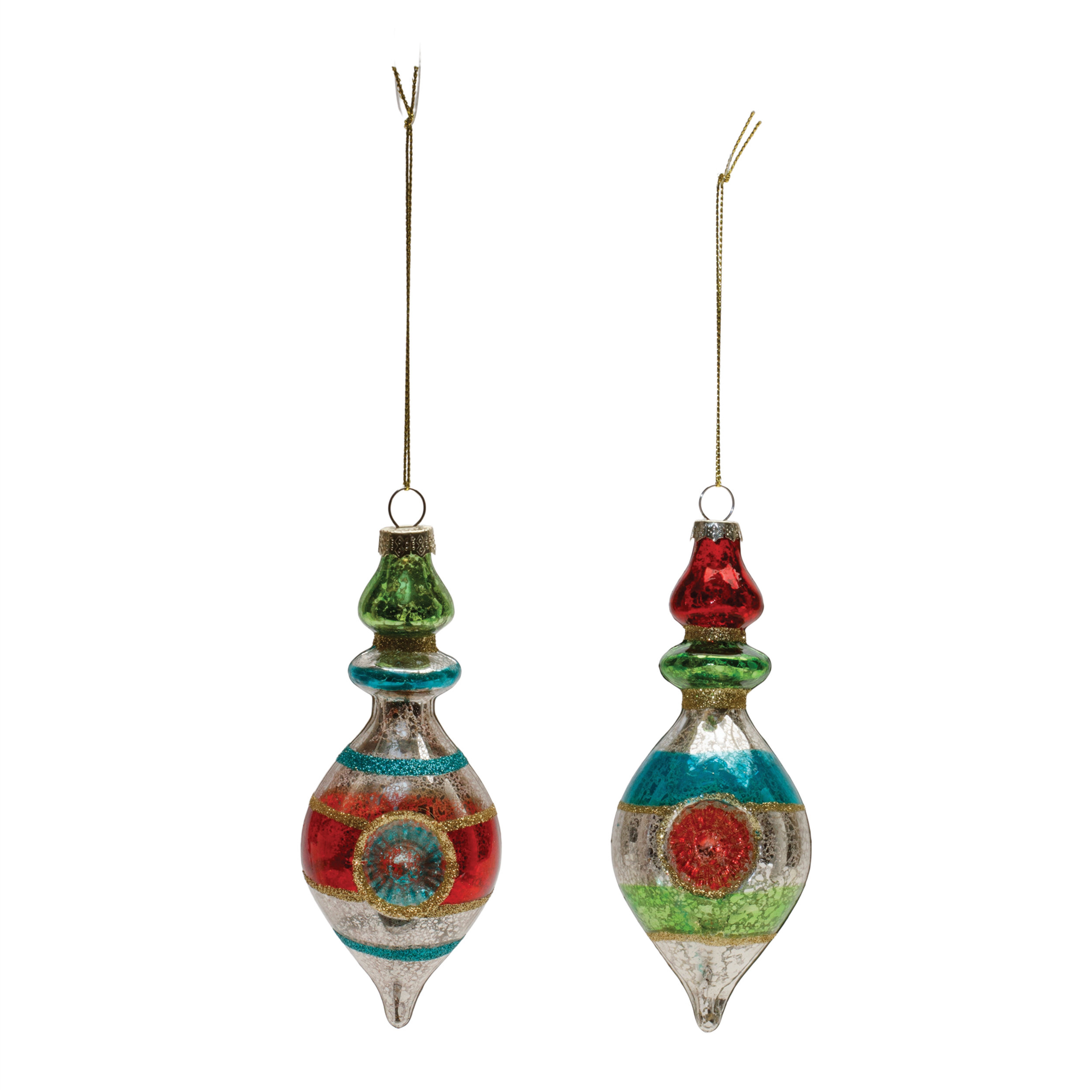 Melrose International Multicolor Mercury Glass Reflector Drop Ornament ...
