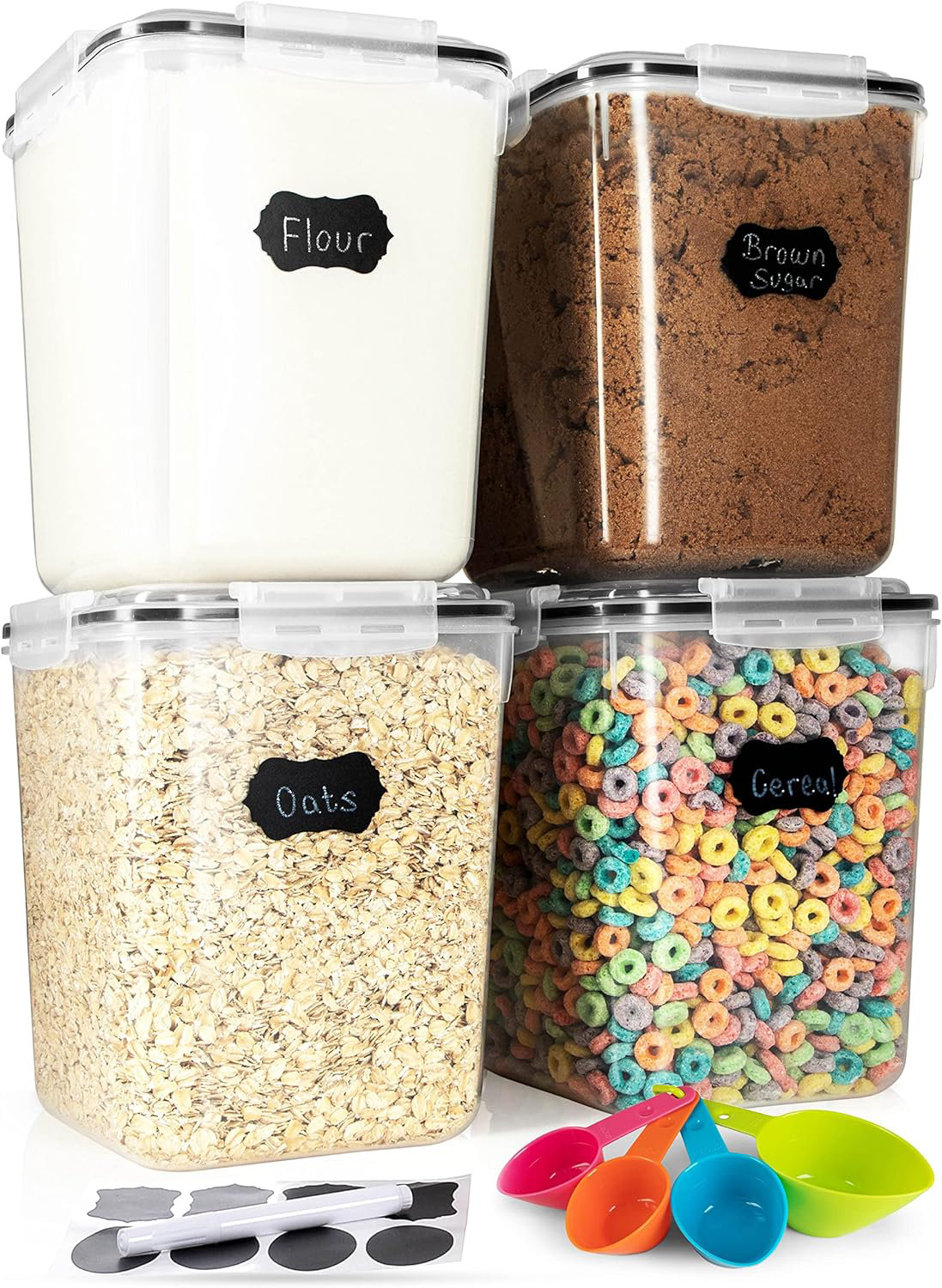 Prep & Savour Flour Sugar Storage Containers Great Rice Canisters Sets ...