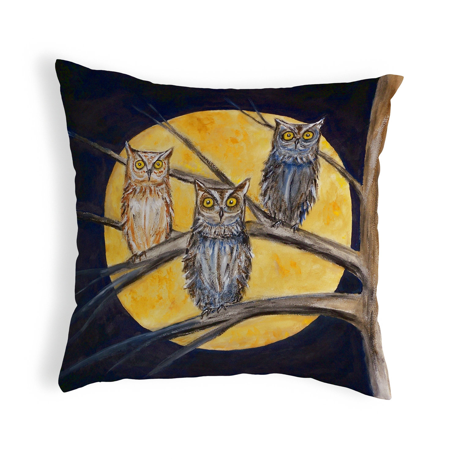 Betsy Drake Interiors Night Owls Night Owls Indoor/Outdoor Throw Pillow ...