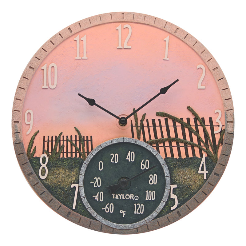 Taylor 14" Poly Resin Sea Oats Thermometer Outdoor-Clocks, Multicolored ...