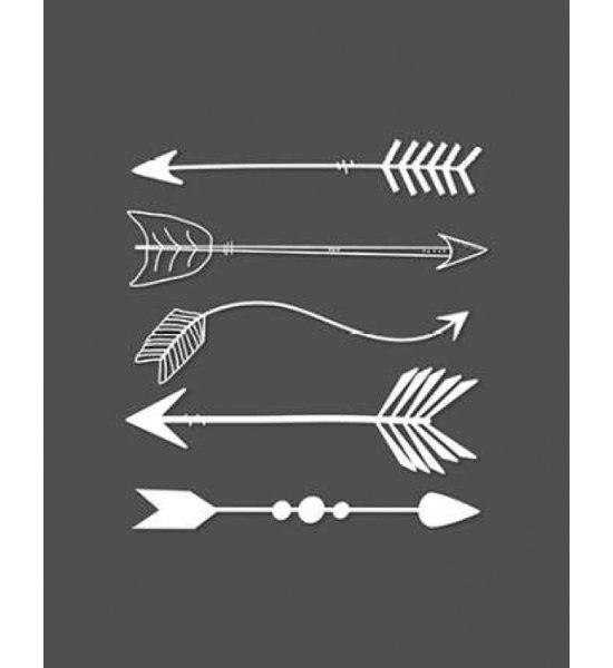 Foundry Select Posterazzi White Arrows On Gray On Paper Print | Wayfair