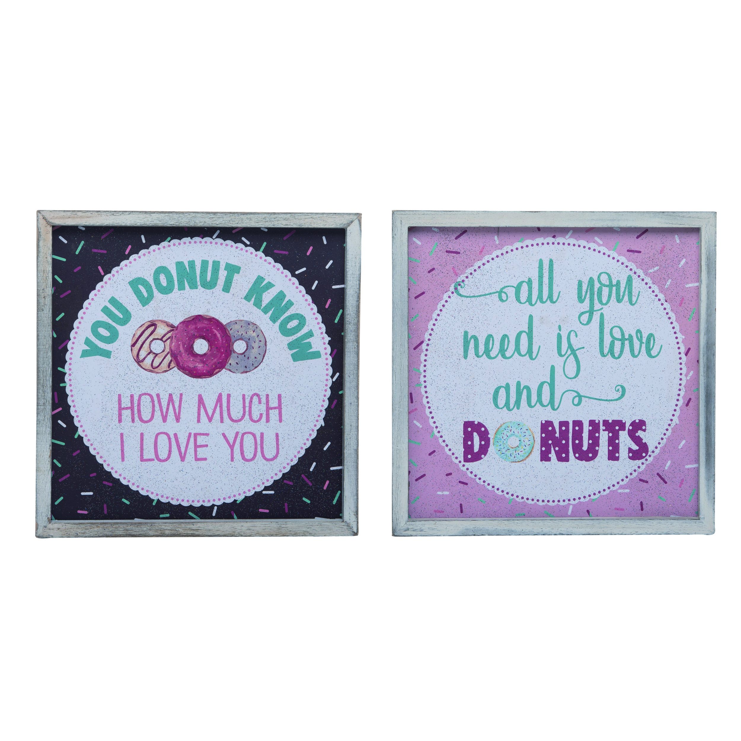 The Holiday Aisle® MDF Donut Love Block Set of 2 Valentines Home ...