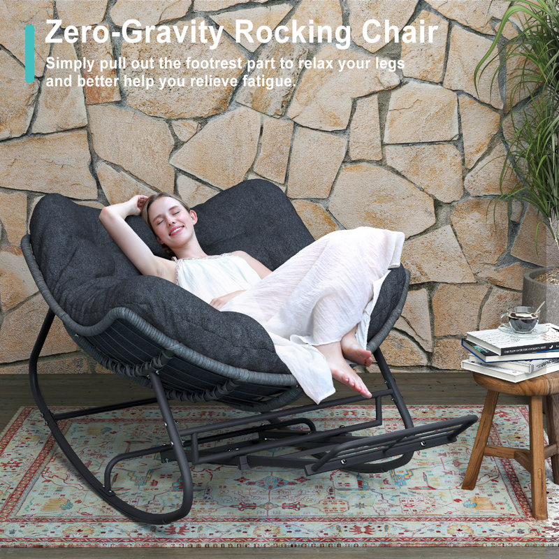 Corrigan Studio® Weixel Wicker Rocking Chair With Cushion And Footrest ...