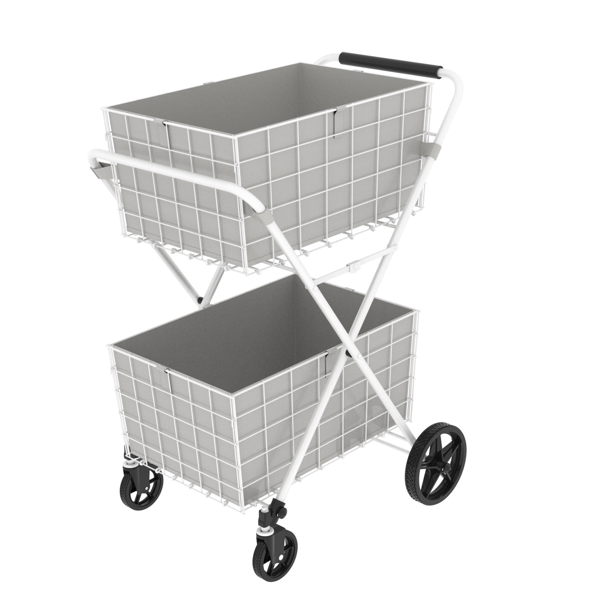 JINGHONGWANGLUO Extra Jumbo Shopping Cart,2 Layers Grocery Cart On ...