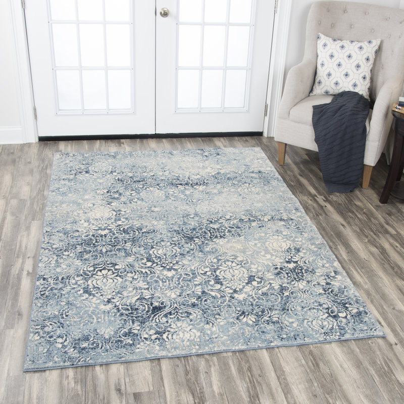 One Allium Way® Thora Wool Light Gray/Blue Rug & Reviews | Wayfair