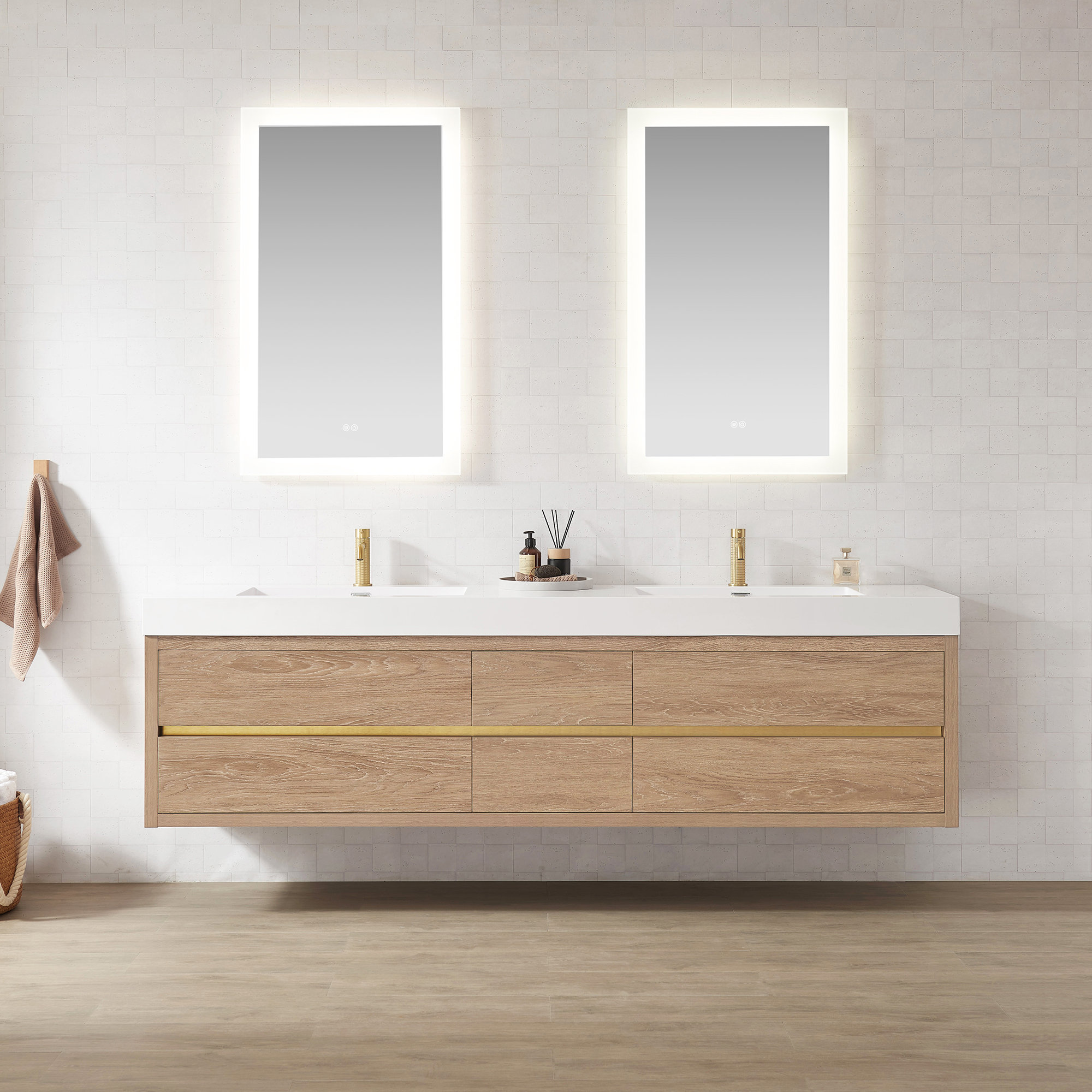 AllModern Vali 84" Double Sink Bath Vanity in North American Oak with ...