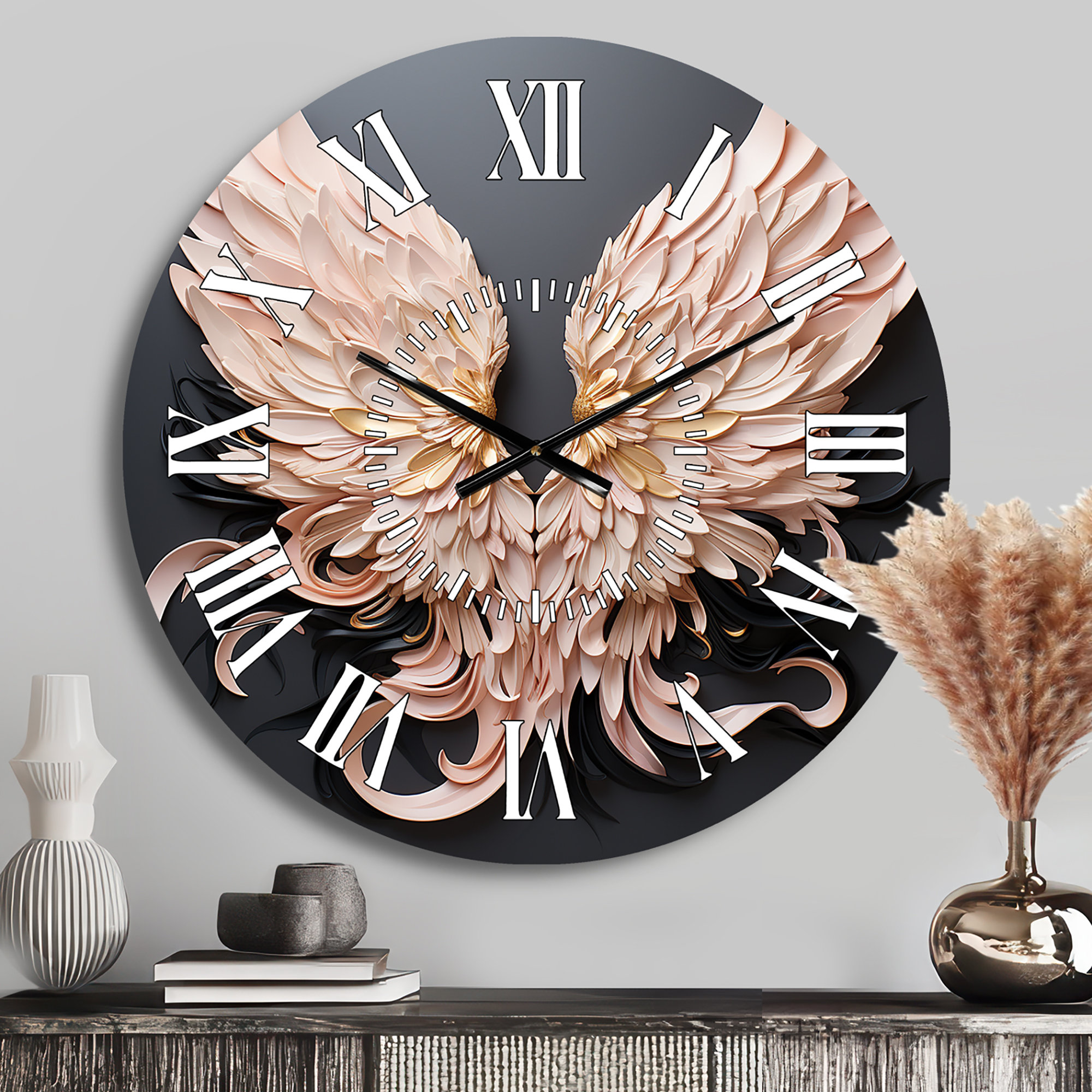 Mercer41 Minimalism Angel Wings - Goddess Face Wall Clock | Wayfair