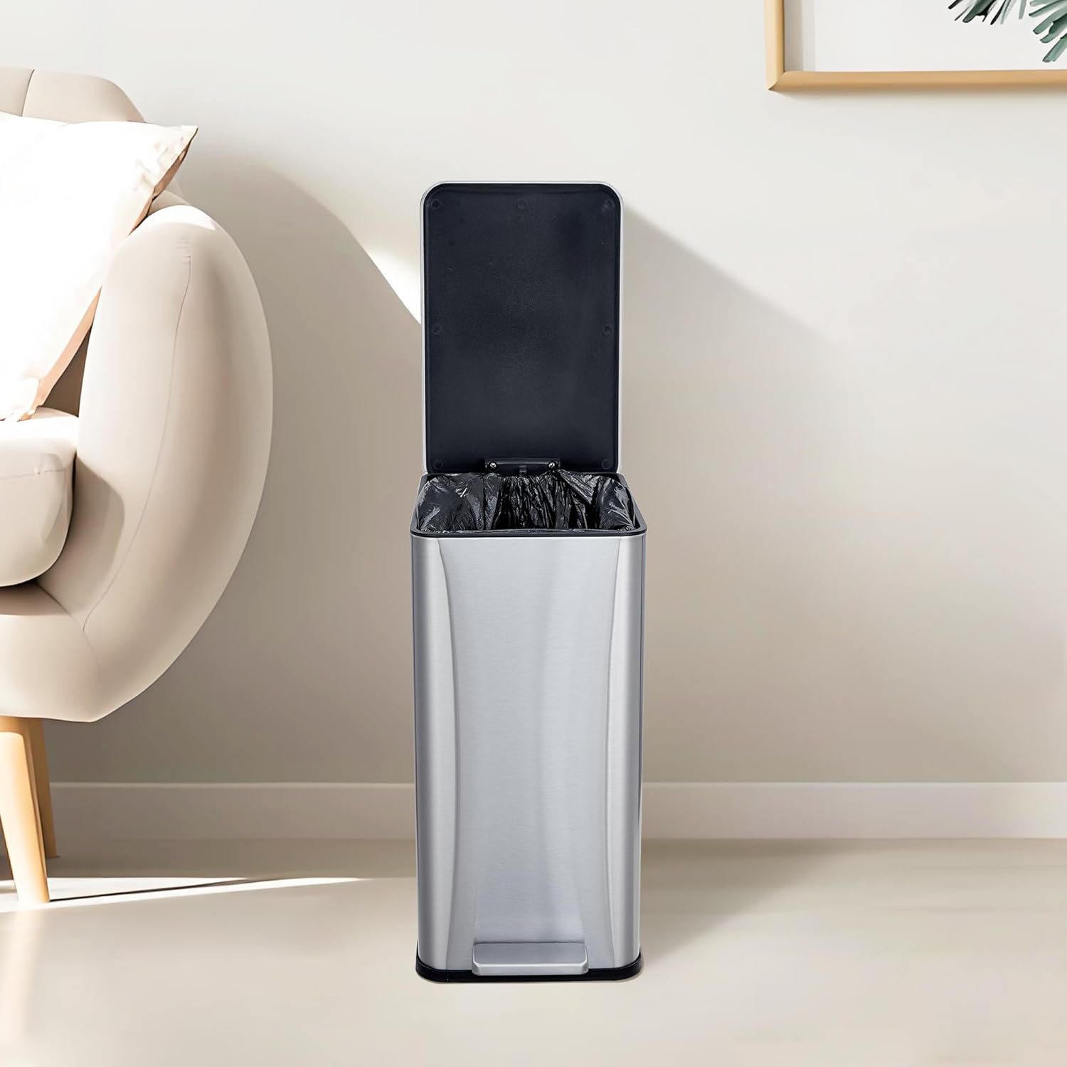 Homhougo 2.64 Gal/10L Trash Can - Slim Step-On Garbage Bin with Soft ...