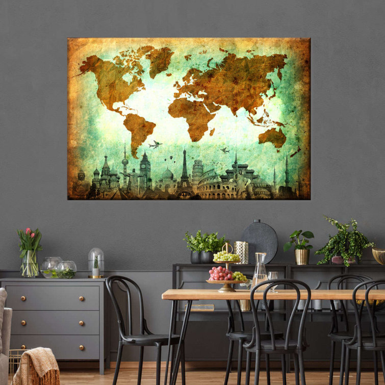 17 Stories Stained World Map Canvas Print - Wayfair Canada