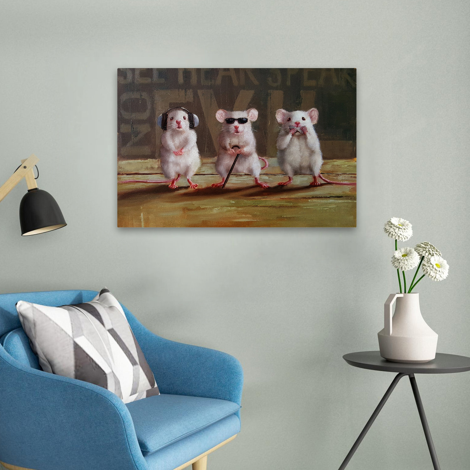 Dakota Fields Three Wise Mice - Animals Urban And Pop Surrealism Humor ...