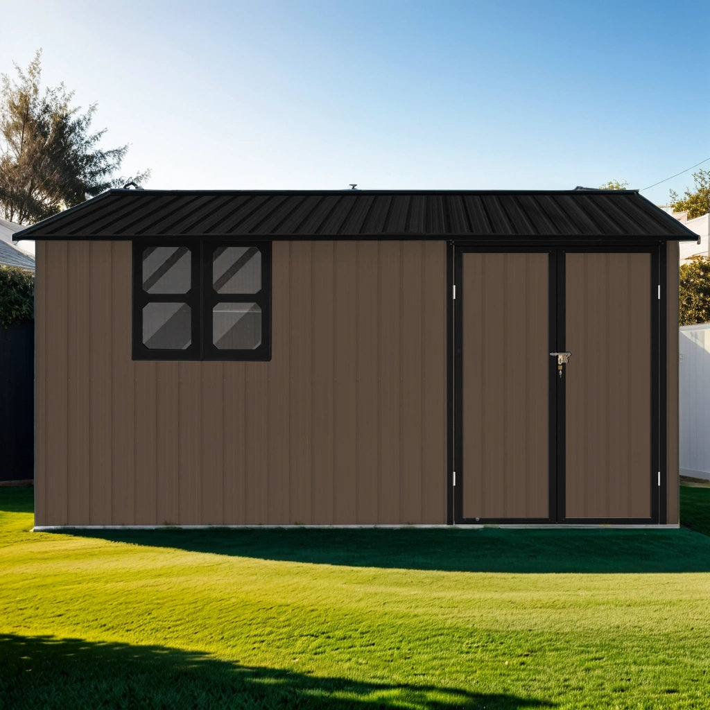 VOLBAL Metal outdoor storage sheds with window 10ftx12ft - Wayfair Canada