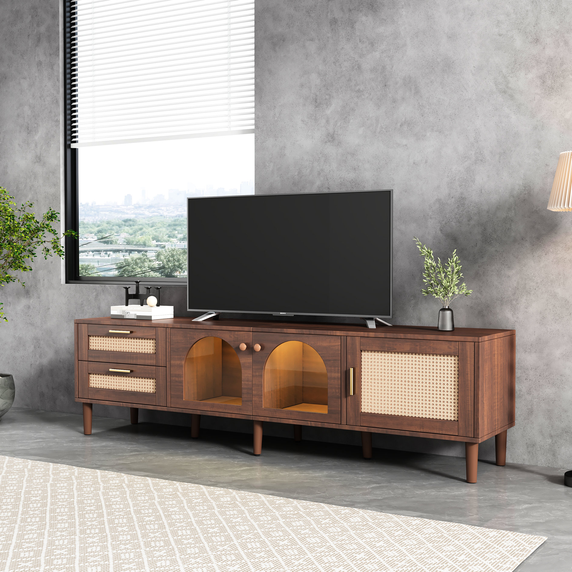 Latitude Run® Entertainment Centre With 2 Drawers & 3 Cabinets, 80'' Tv ...