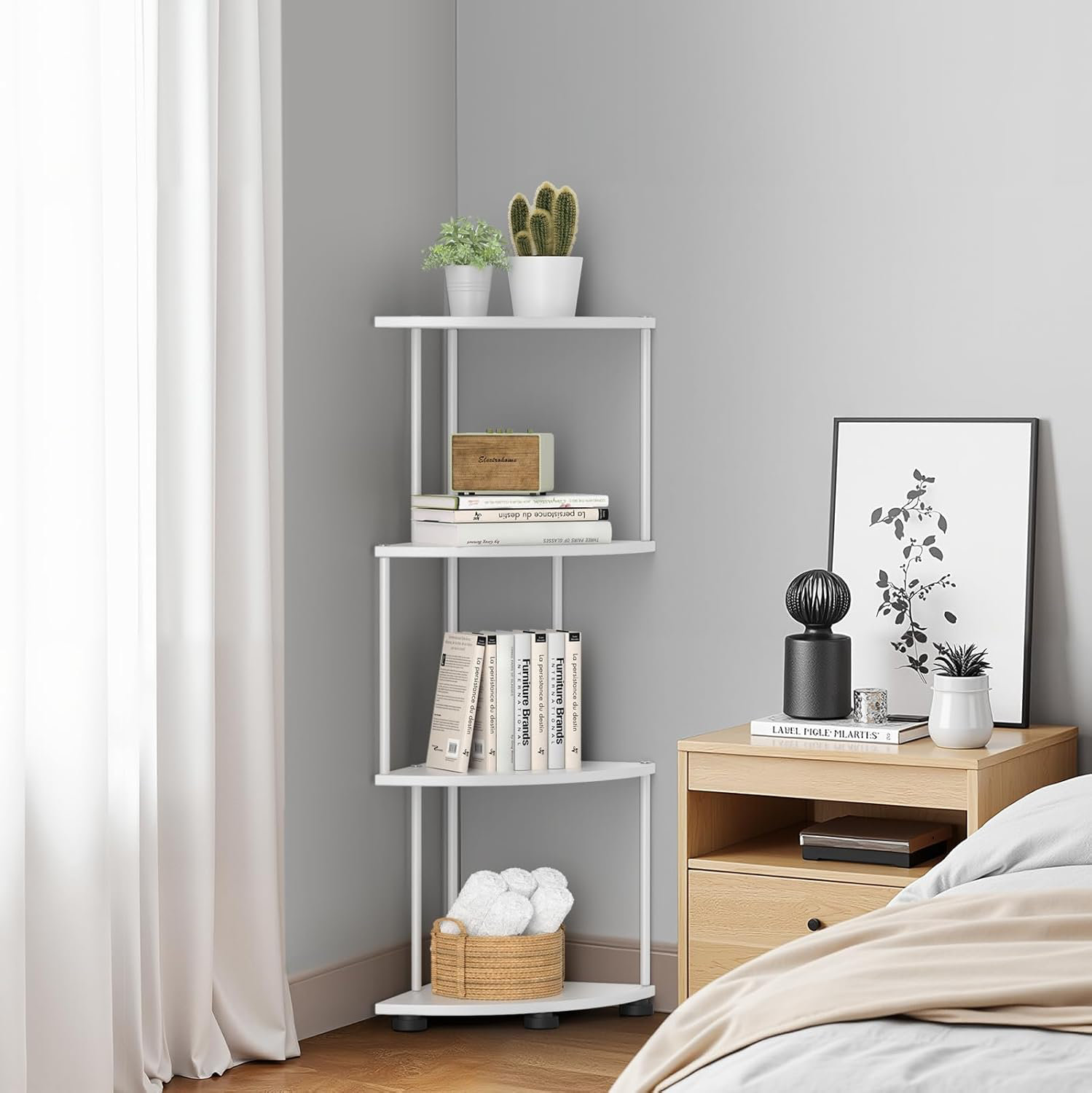 Latitude Run® 4 Tier Metal Corner Shelf Stand Corner Shelves - Wayfair ...