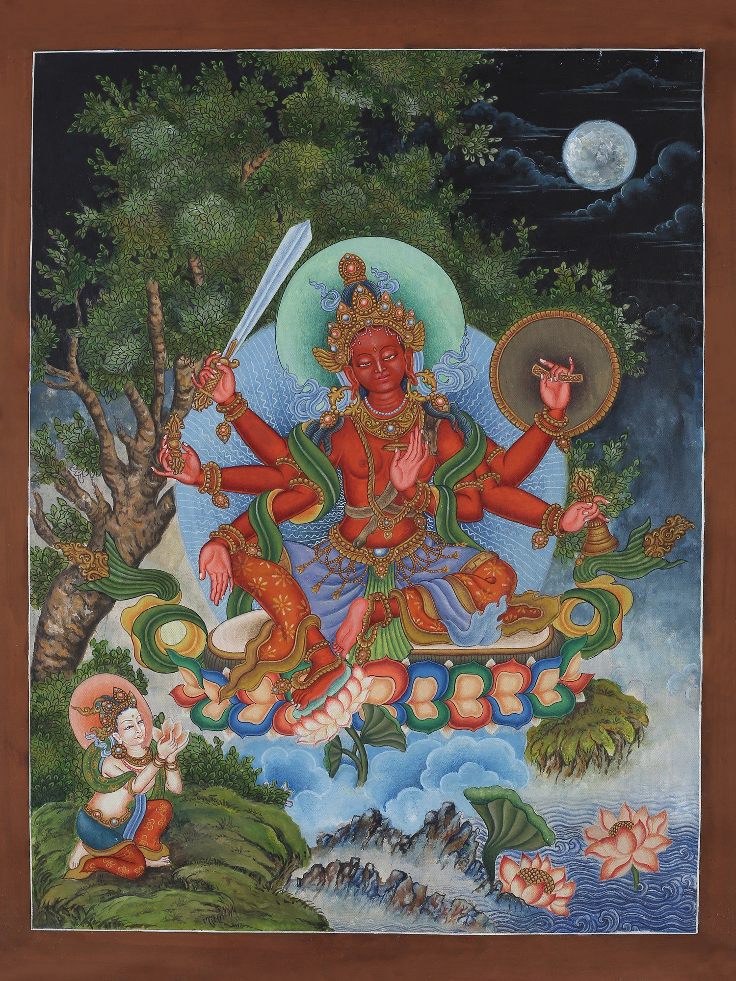 Exotic India Newari Six Armed Goddess Red Tara (Brocadeless Thangka ...