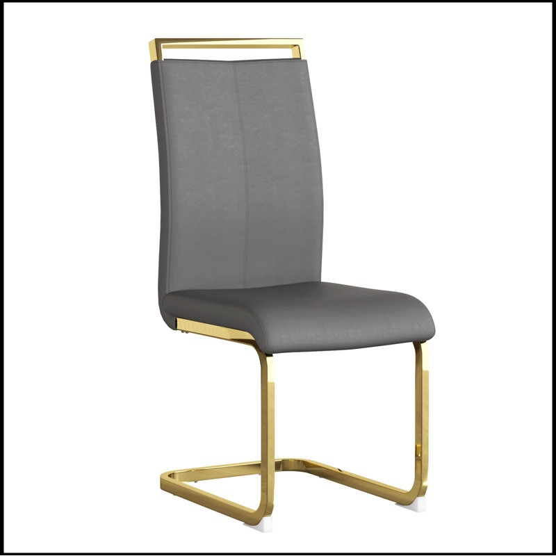 Everly Quinn Bollara Metal Upholstered Back Side Chair Dining Chair ...
