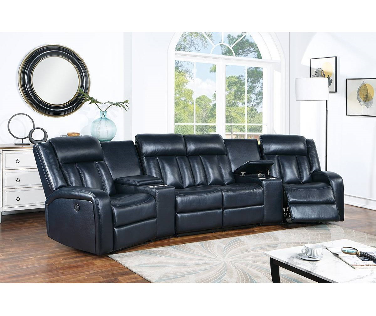 Red Barrel Studio® Navy Blue Gel Leatherette Home Theater Reclining ...