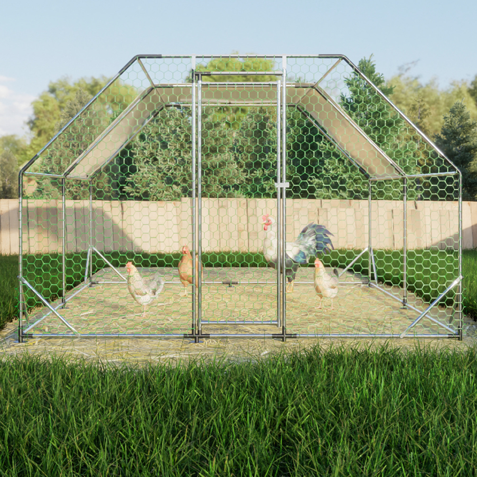 Tucker Murphy Pet™ Galvanized Metal Chicken Coop Cage With Water ...