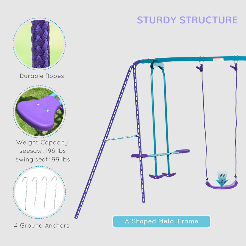 Outsunny Kid's Adjustable Swing Set & Reviews | Wayfair