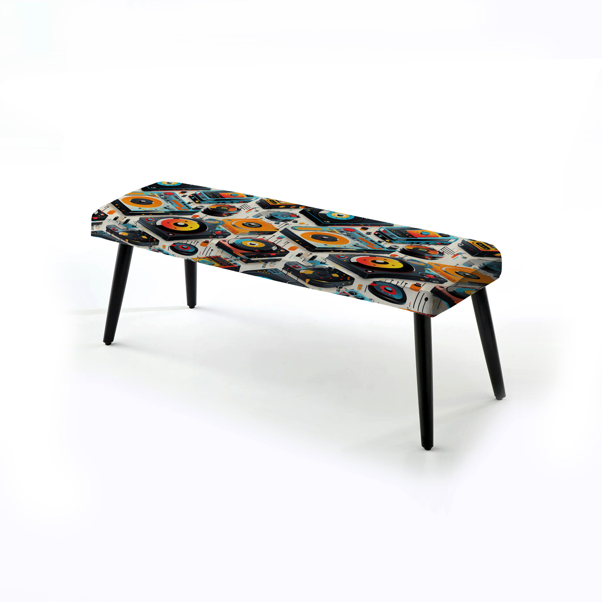 Design Art Turntables Boom Boxes Spots - Pop Art Upholstered Black ...