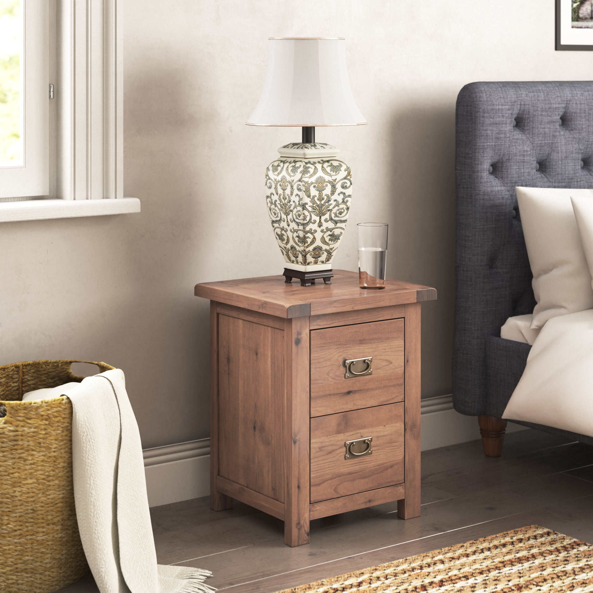Three Posts Piccadilly Solid + Manufactured Wood Bedside Table ...