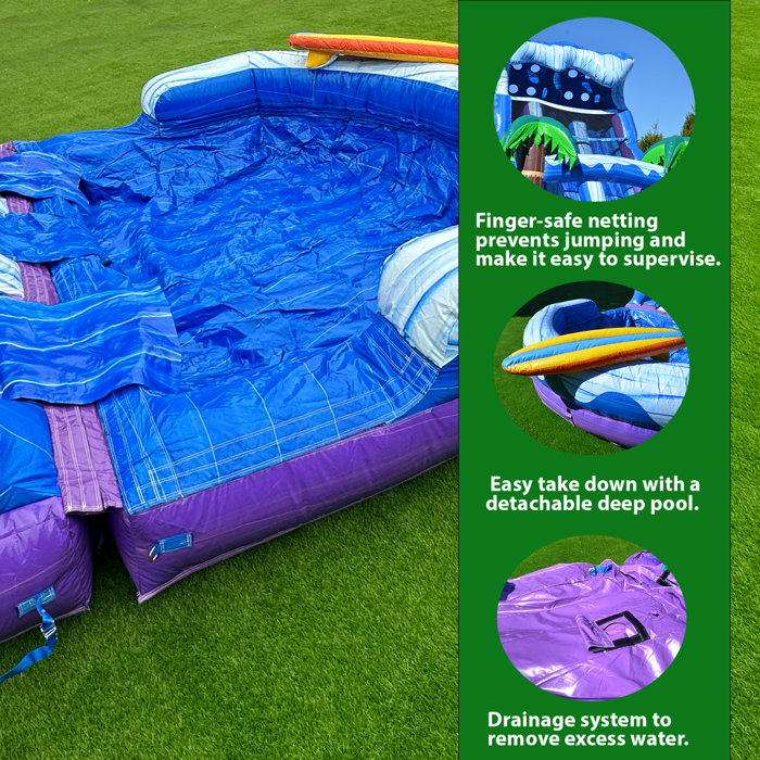 XJUMP 17 FT Surf Beach Commercial Grade Water Slide (with Blower and ...