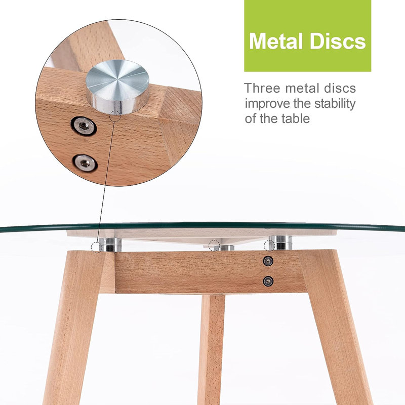 George Oliver 31'' Dining Table Set, Round Glass Top Dining Table with ...