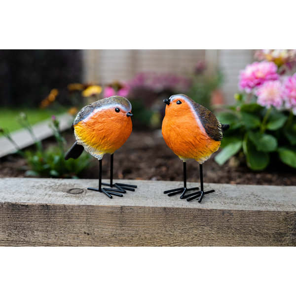 Dakota Fields 2 Piece Halley Robin Redbreast Bird Garden Ornaments Set ...