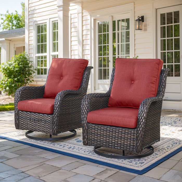 Red Barrel Studio® Mickala Wicker Outdoor Glider Chair | Wayfair