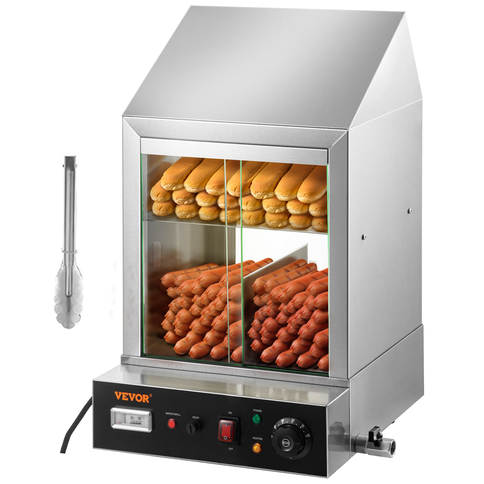 The Party Aisle™ Commercial Hot Dog Steamer 2 Tier Electric Bun Warmer ...