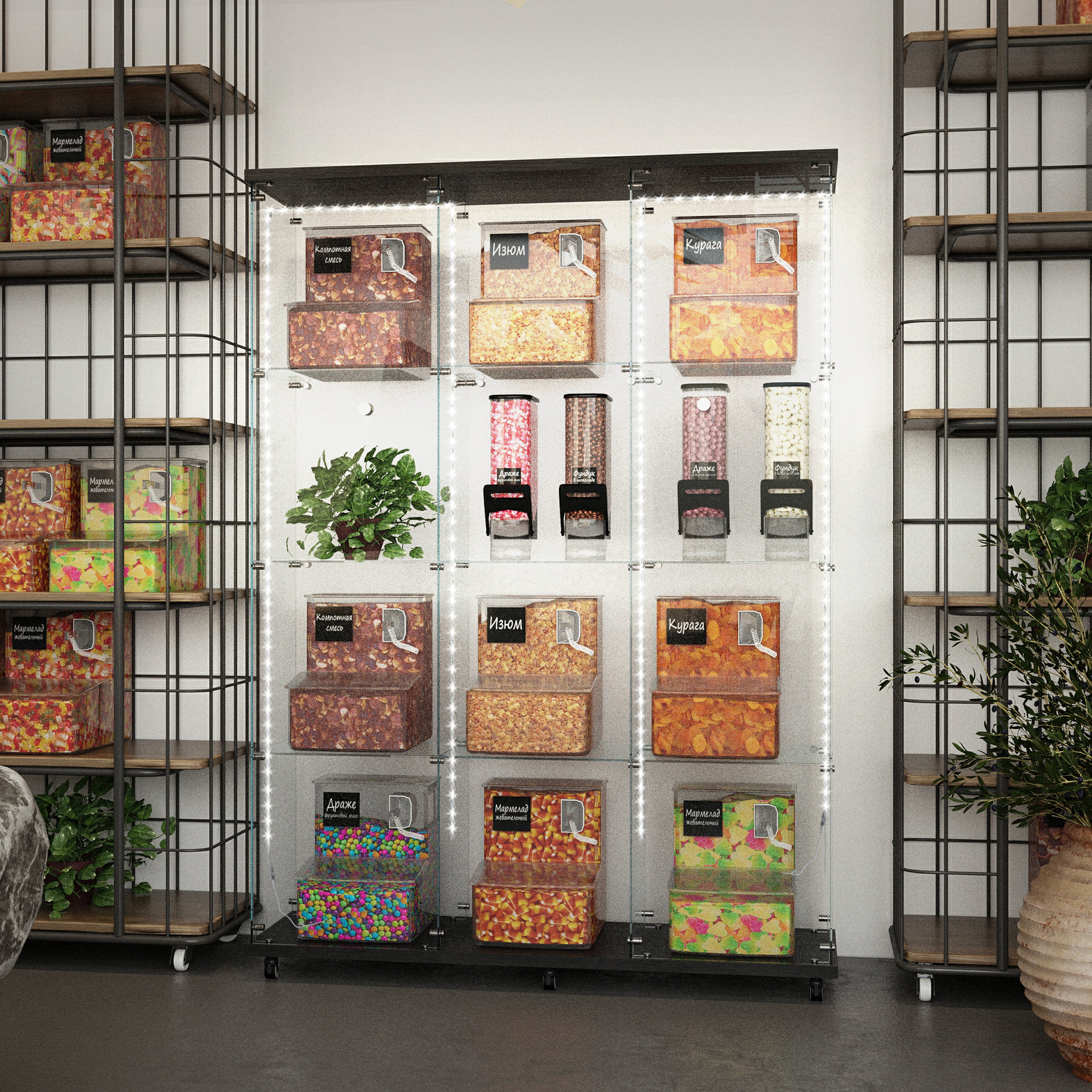 Ivy Bronx Abbott 65.59" Tall Glass Display Abbott with LED Lights ...