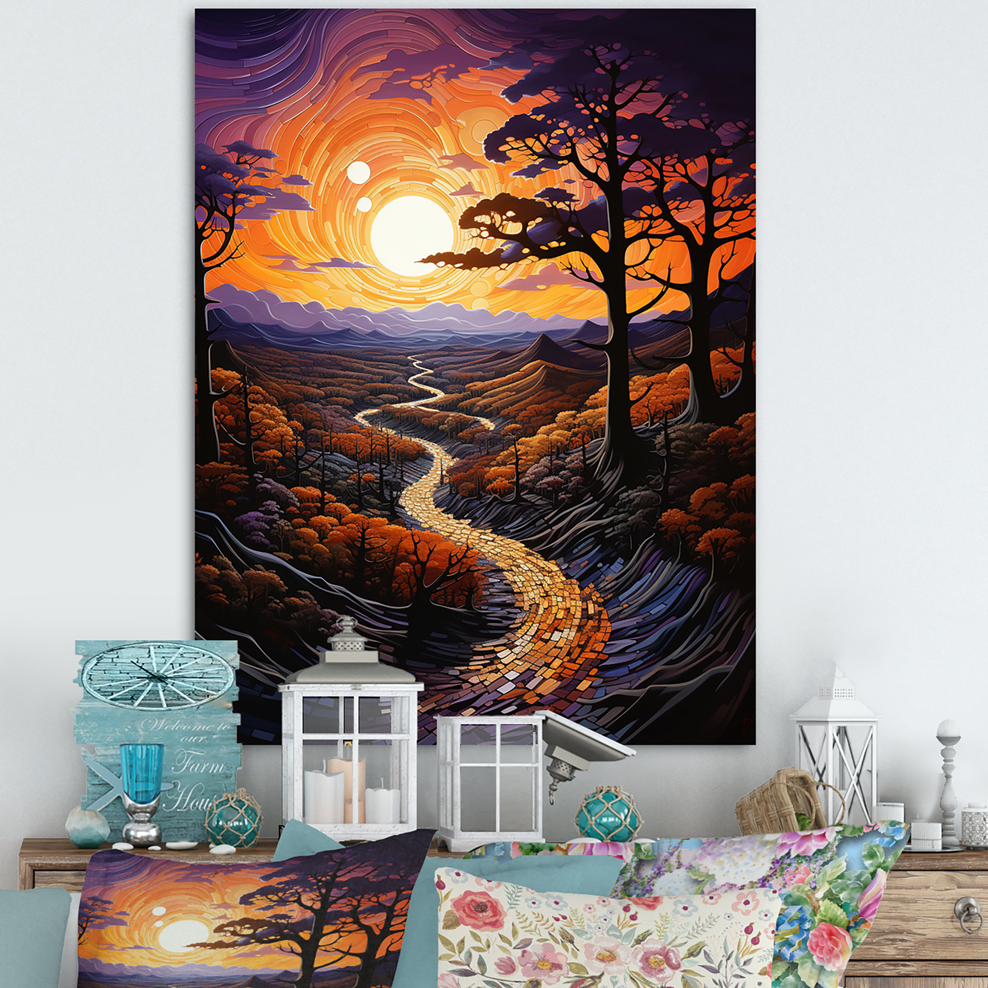 Millwood Pines Sunset Tangerine Twilight - Landscape & Nature Canvas ...
