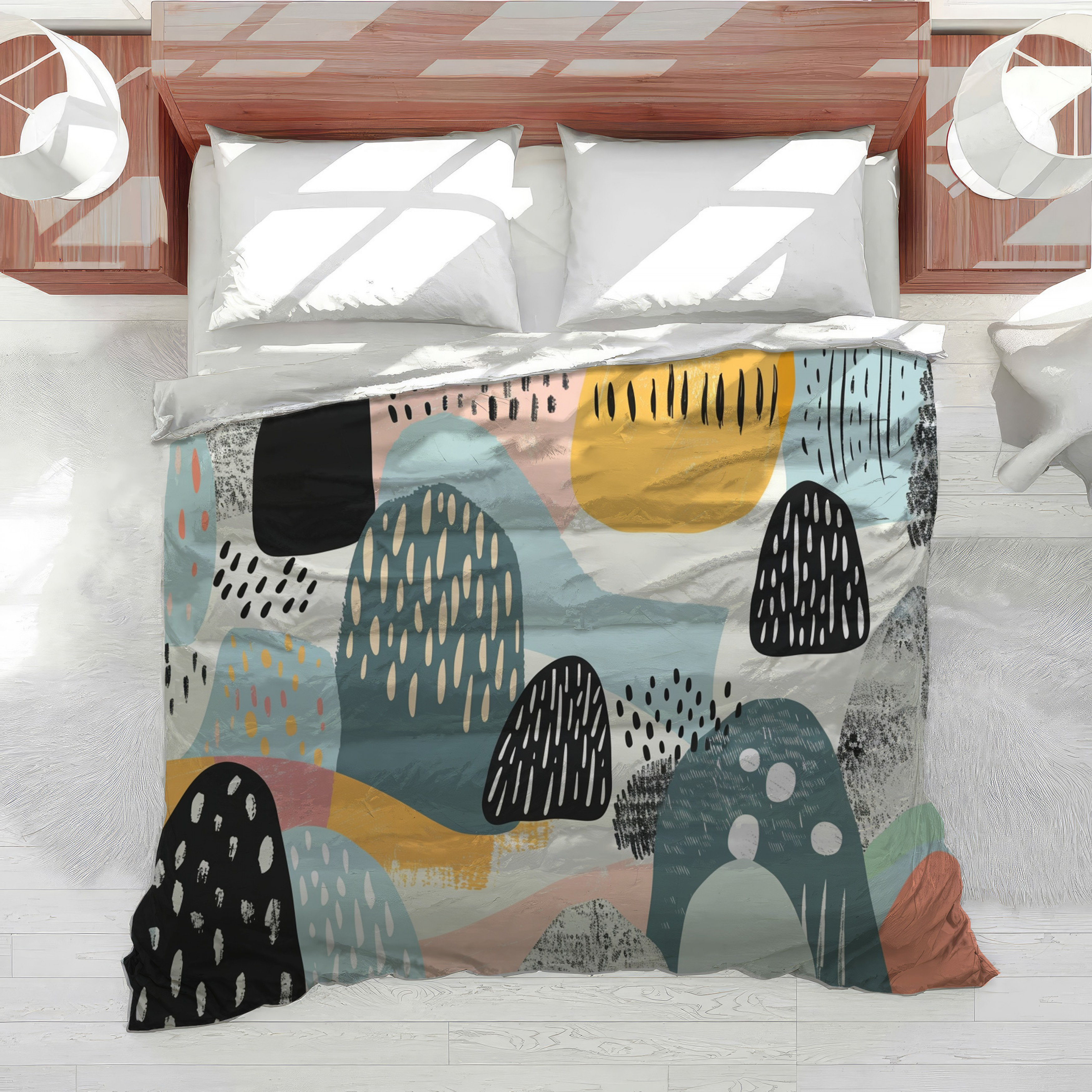 VisionDecor Abstract Shapes Bedding Modern Duvet Cover Minimalist | Wayfair