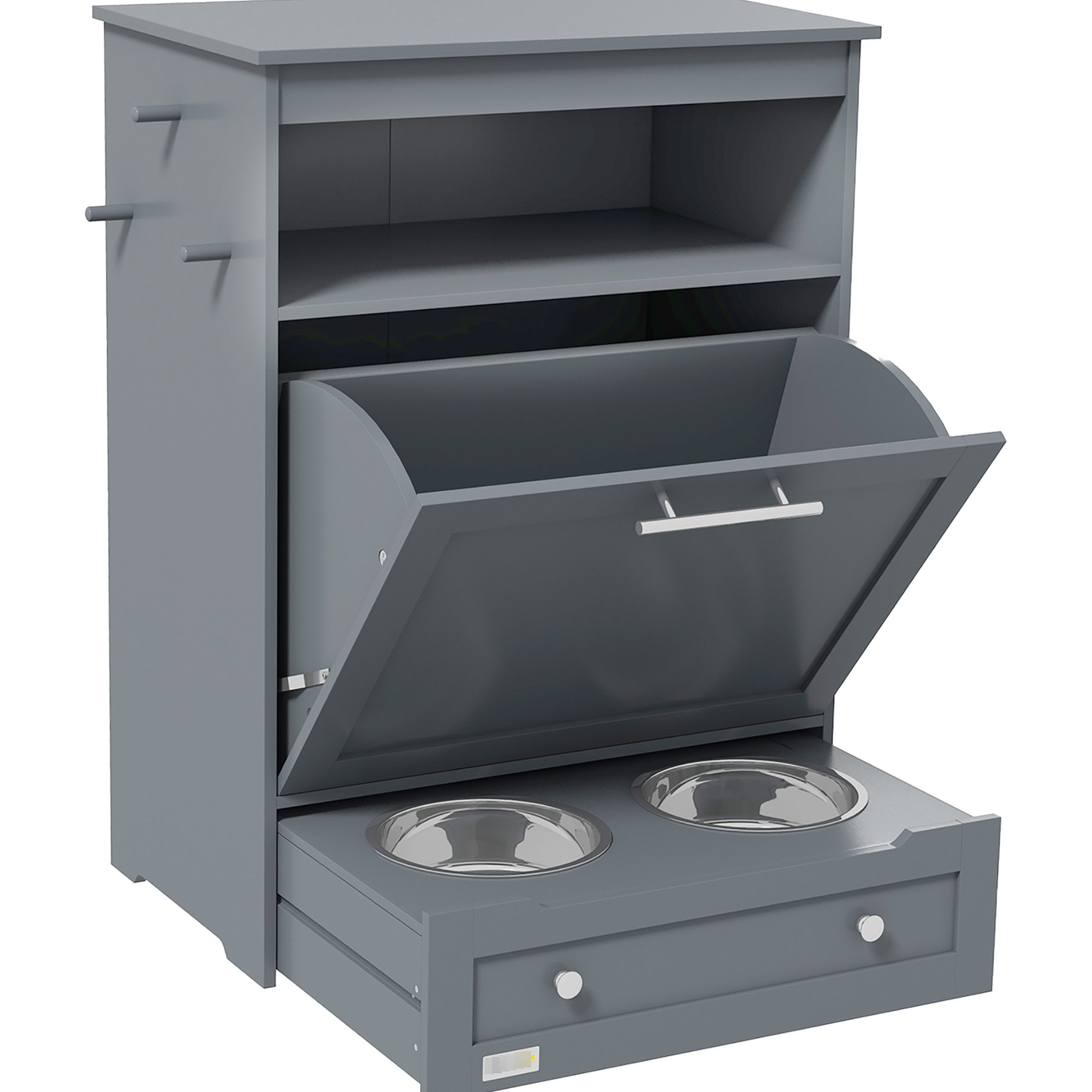Hokku Designs Pet Feeding Desk With Shelf, Gray - House Essentials ...